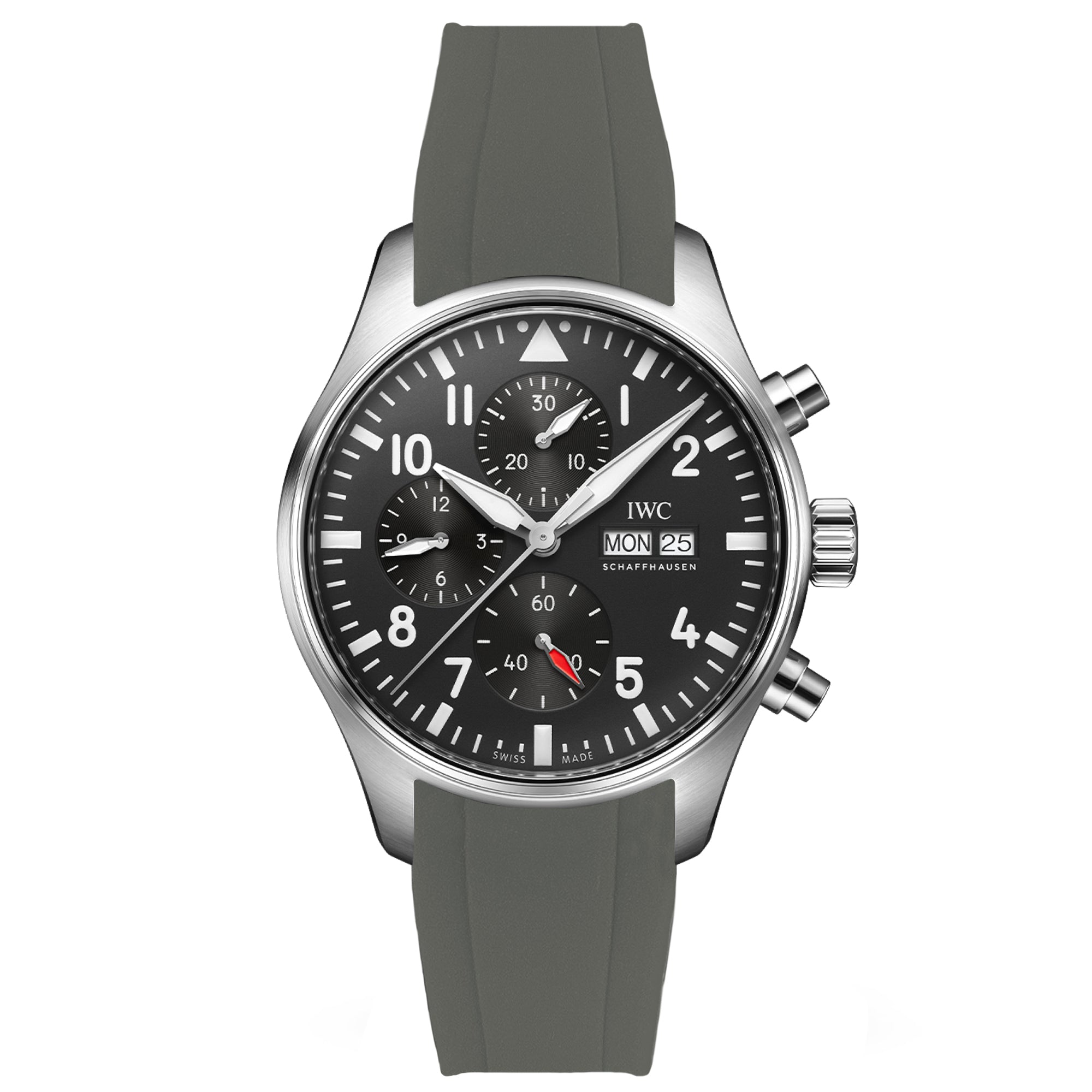 Grey Curved End Rubber Watch Strap | IWC Pilot / Big Pilot | 20mm 22mm