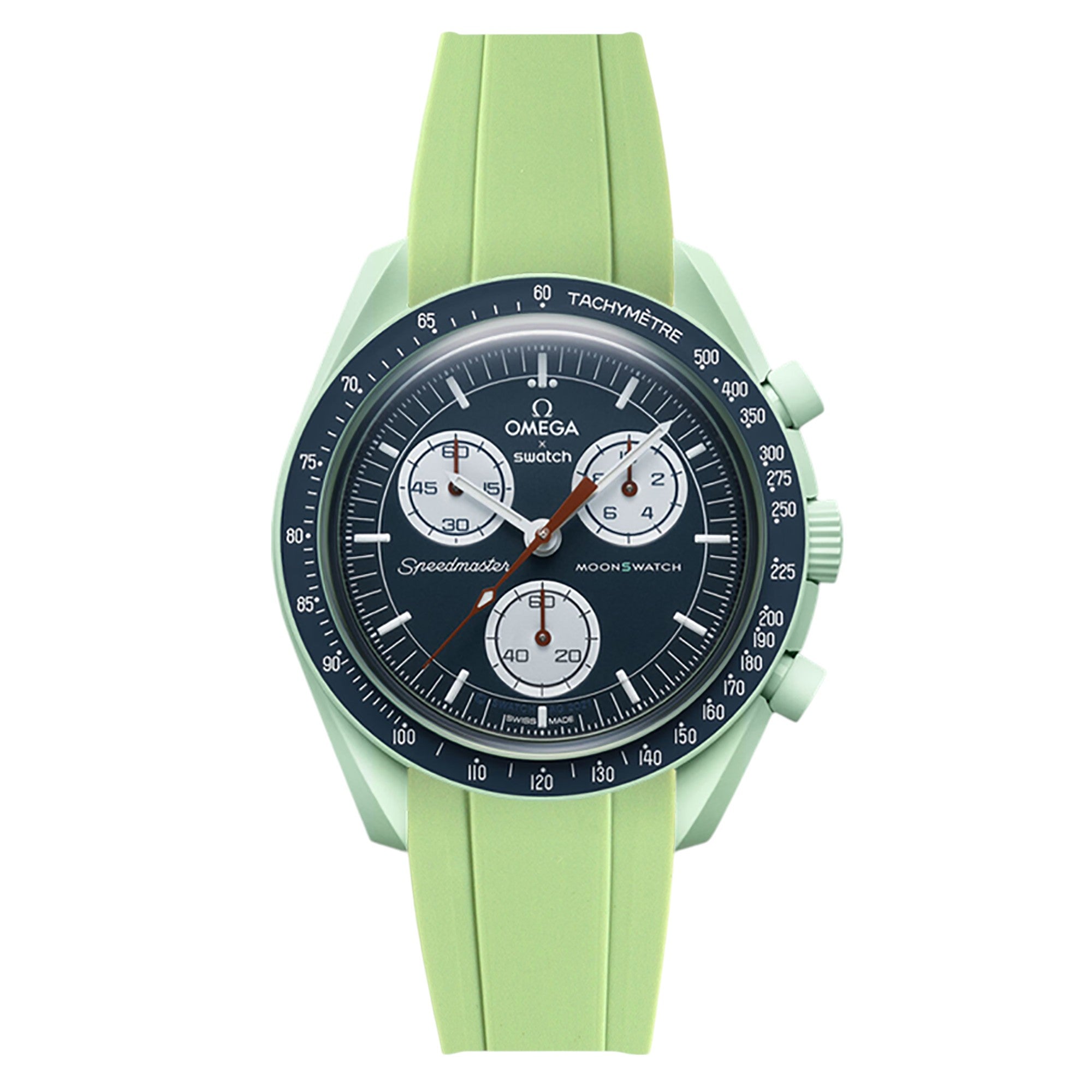 Light Green Rubber Watch Strap for Omega x Swatch Moonswatch Mission to ...