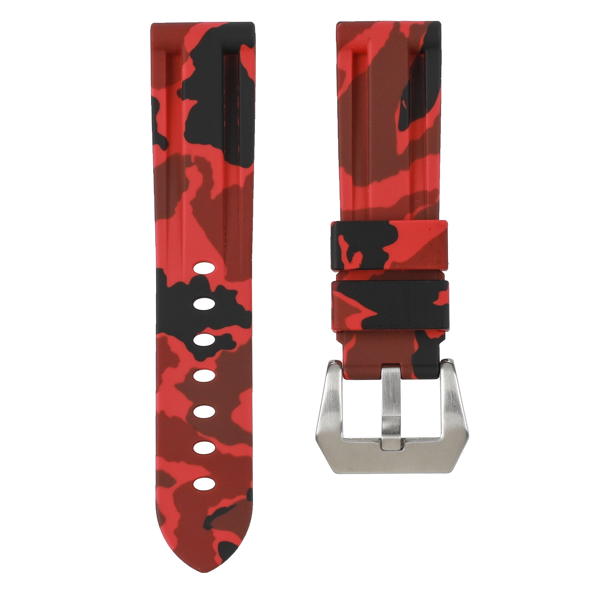Pinnacle Premium Rubber Strap- Red Camouflage (2420 | LSR) - StrapSeeker