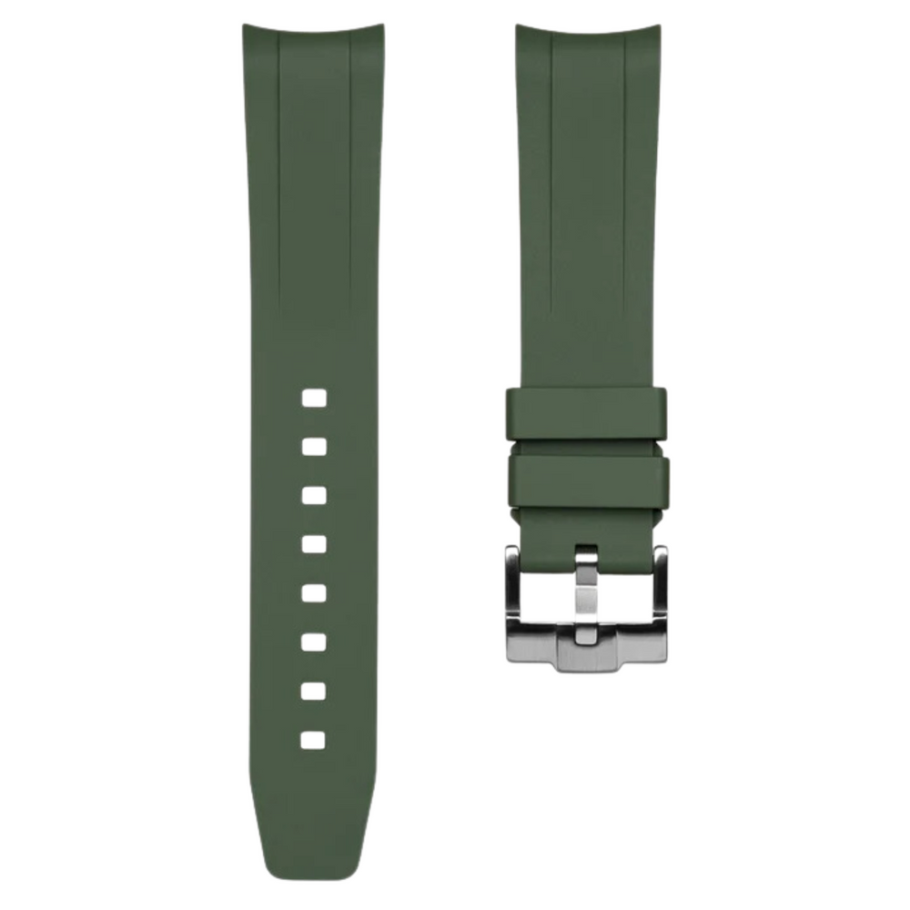 Army Green Rubber Watch Strap | Tudor Ranger | 20mm | Curved End
