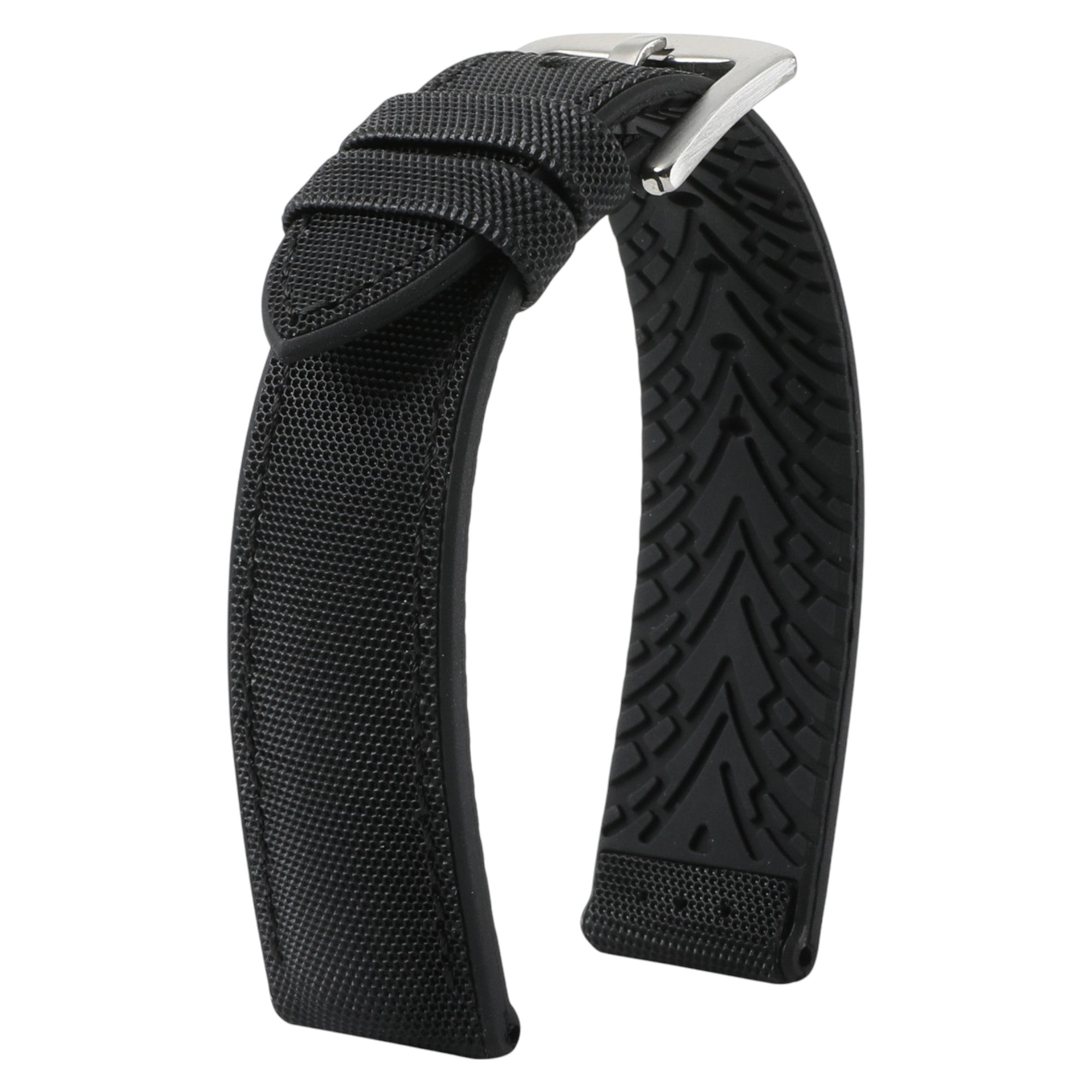 Luca Canvas Nylon & FKM Rubber Hybrid Performance Strap Black - StrapSeeker