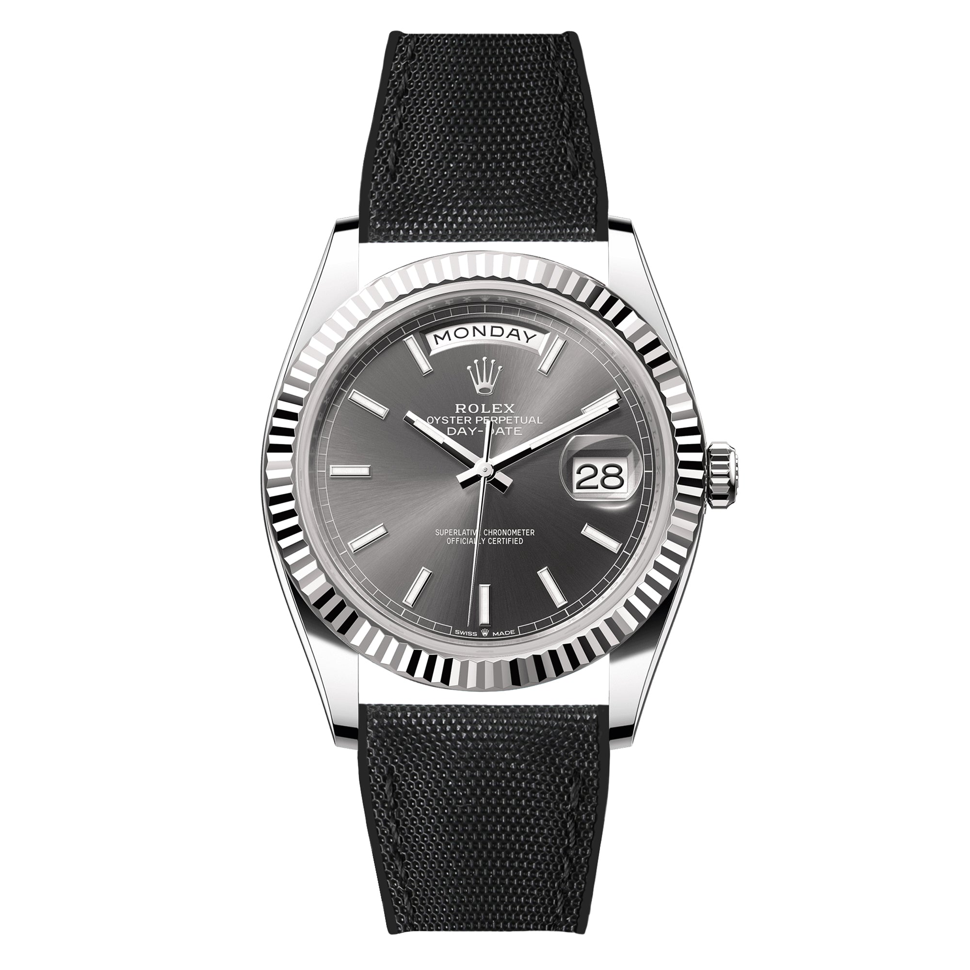 Luca Canvas Nylon & FKM Rubber Hybrid Performance Strap for Rolex Day ...