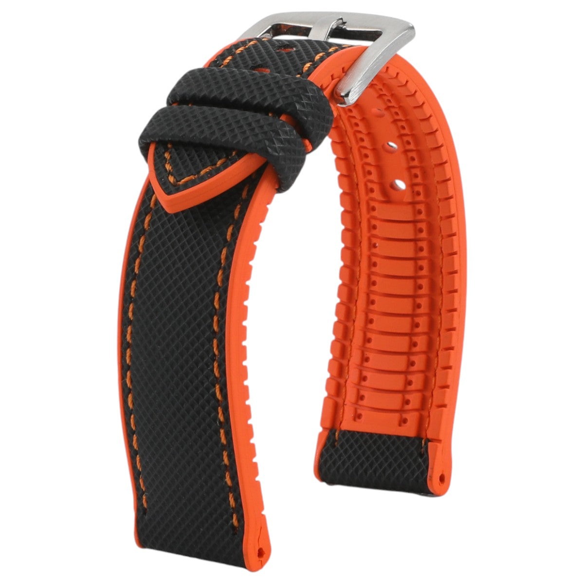 Theo Nylon & FKM Rubber Hybrid Performance Strap Black Nylon Orange ...