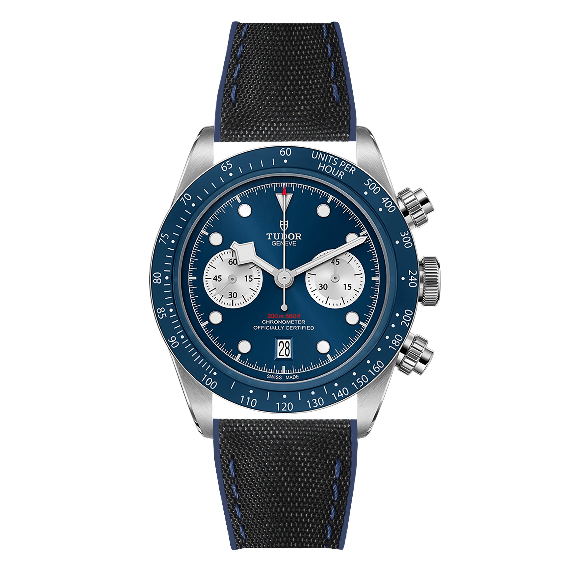 Luca Canvas Nylon & FKM Rubber Hybrid Performance Strap for Tudor Black ...