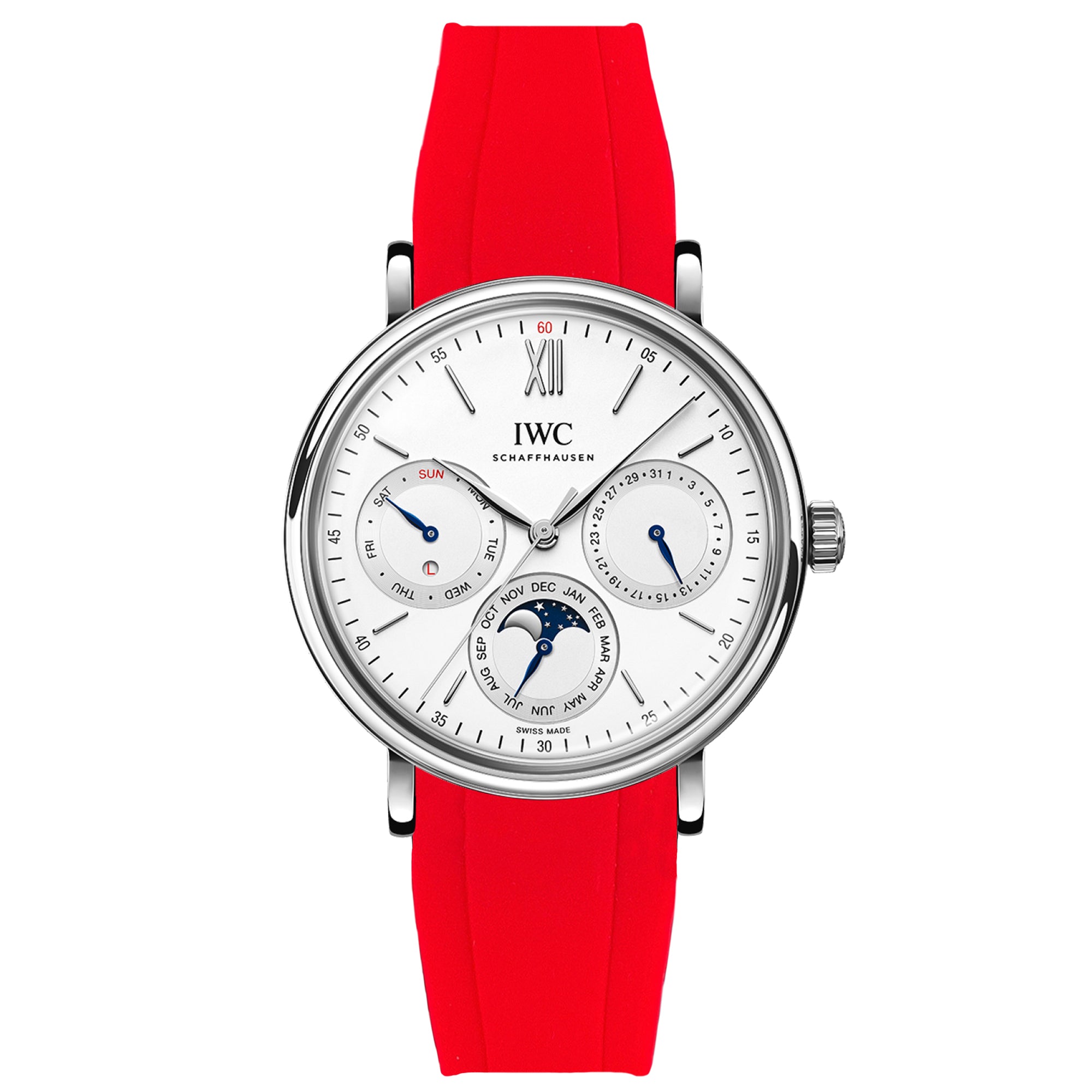 Red Curved End Rubber Watch Band | IWC Portugieser | 20mm 22mm