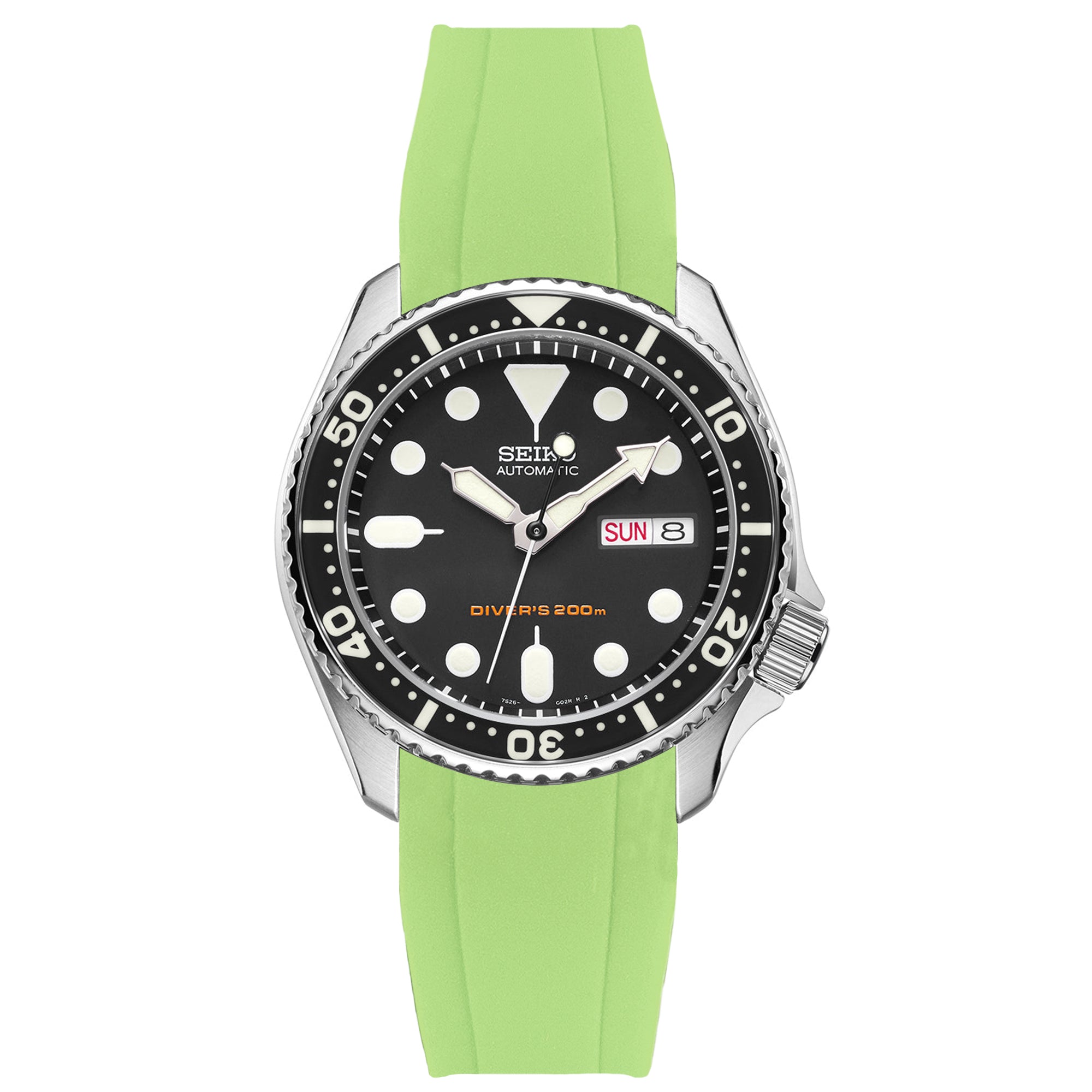 Light Green Rubber Watch Band for Seiko SKX | 20mm 22mm