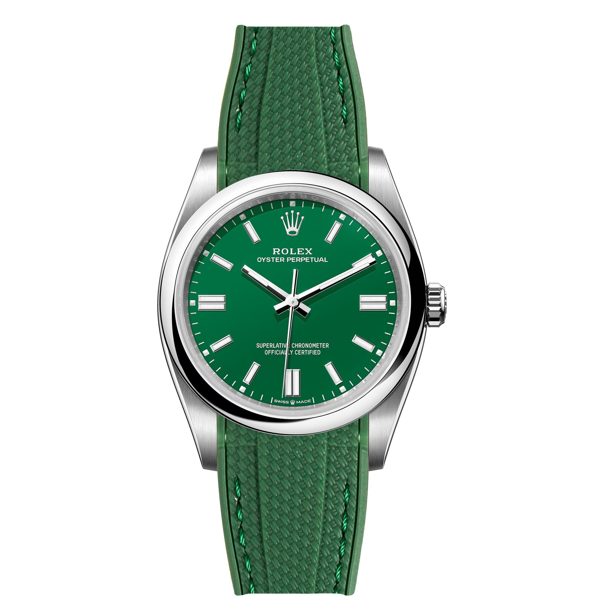 Dark Green Rubber Watch Strap | Rolex Oyster Perpetual 36mm/39mm | 20mm