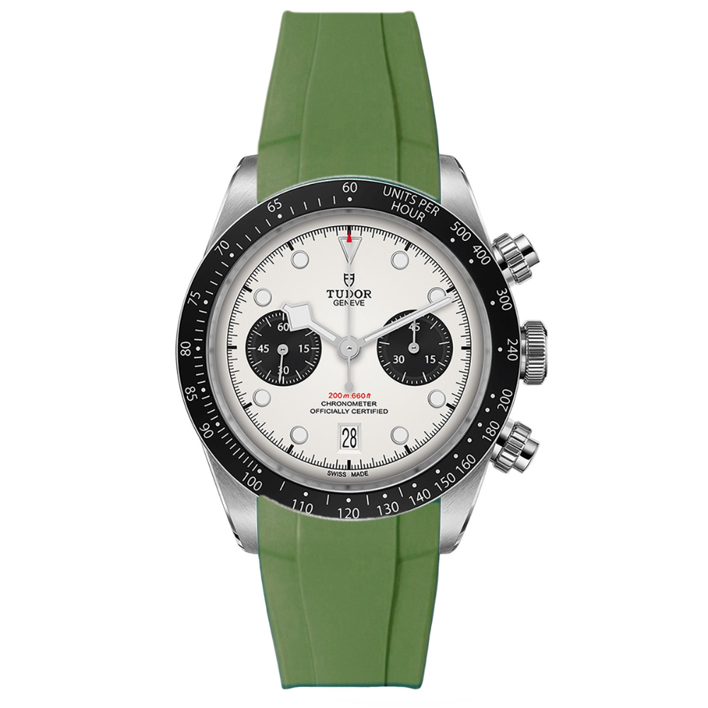 Green Integrated Rubber Watch Strap | Tudor Black Bay Chrono | 22mm