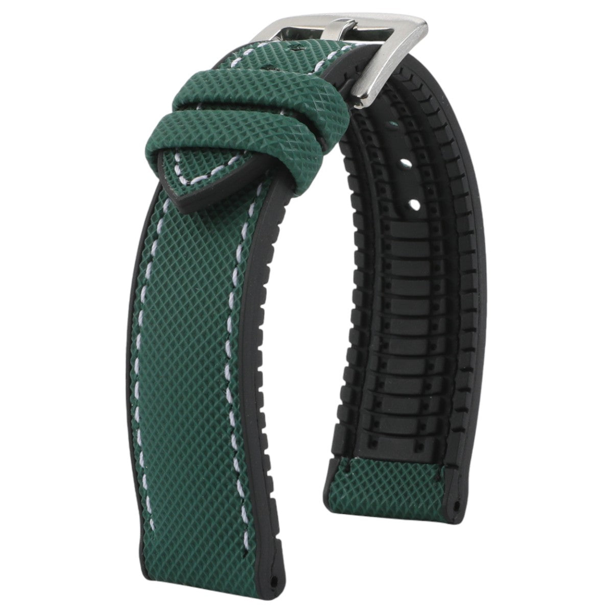 Theo Nylon & FKM Rubber Hybrid Performance Strap Green Nylon White ...