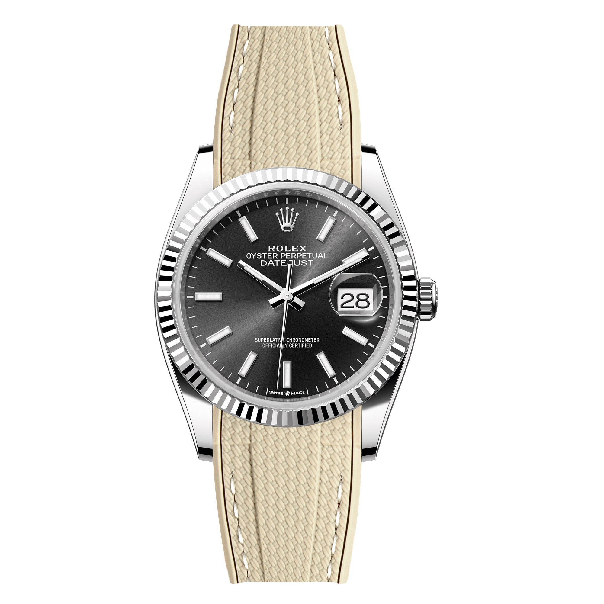 Beige Rubber Watch Bands | Rolex Datejust 36mm | 20mm
