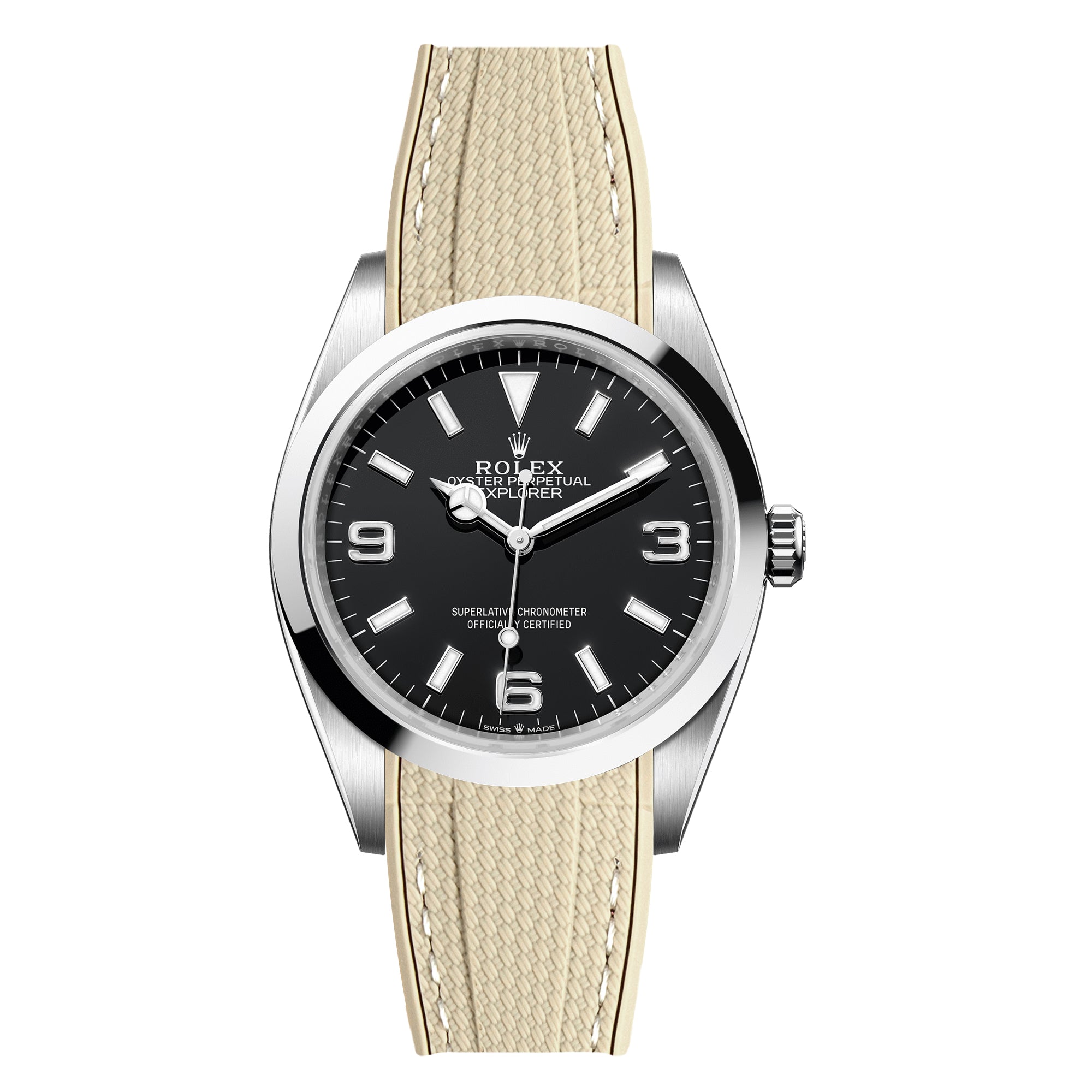 Beige Rubber Watch Straps | Rolex Explorer 39mm | 20mm