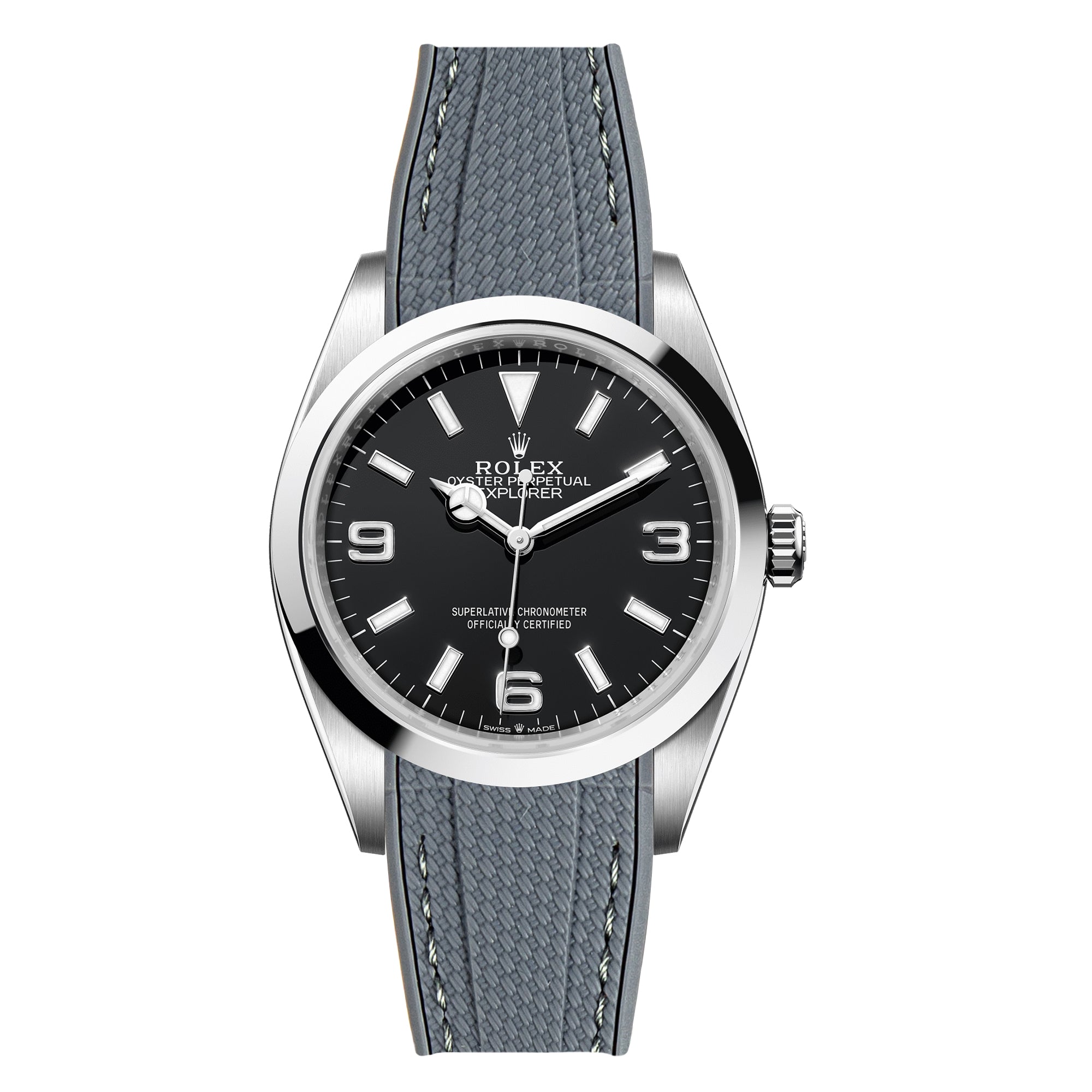 Grey Rubber Watch Strap | Rolex Explorer 39mm | 20mm