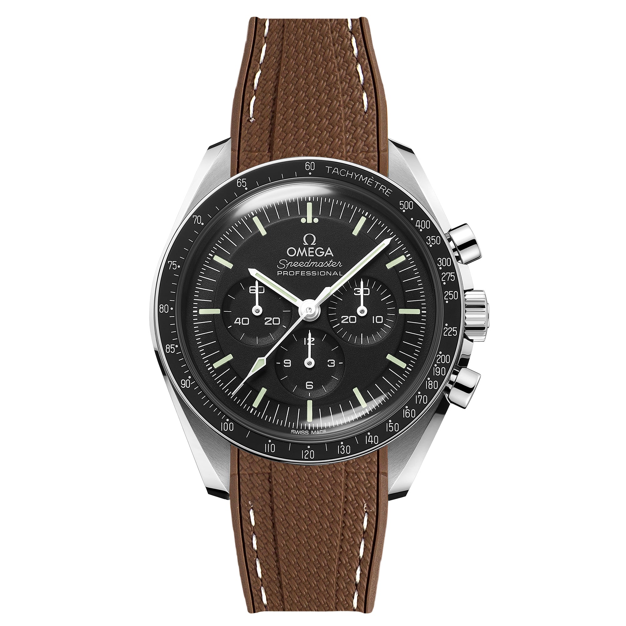 Brown & White Rubber Watch Band | Omega Speedmaster Moonwatch | 20mm