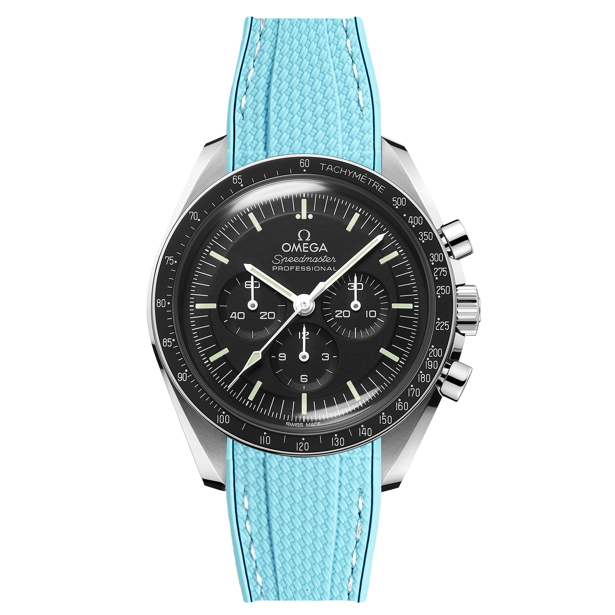 Pale Blue Rubber Watch Strap | Omega Speedmaster Moonwatch | 20mm