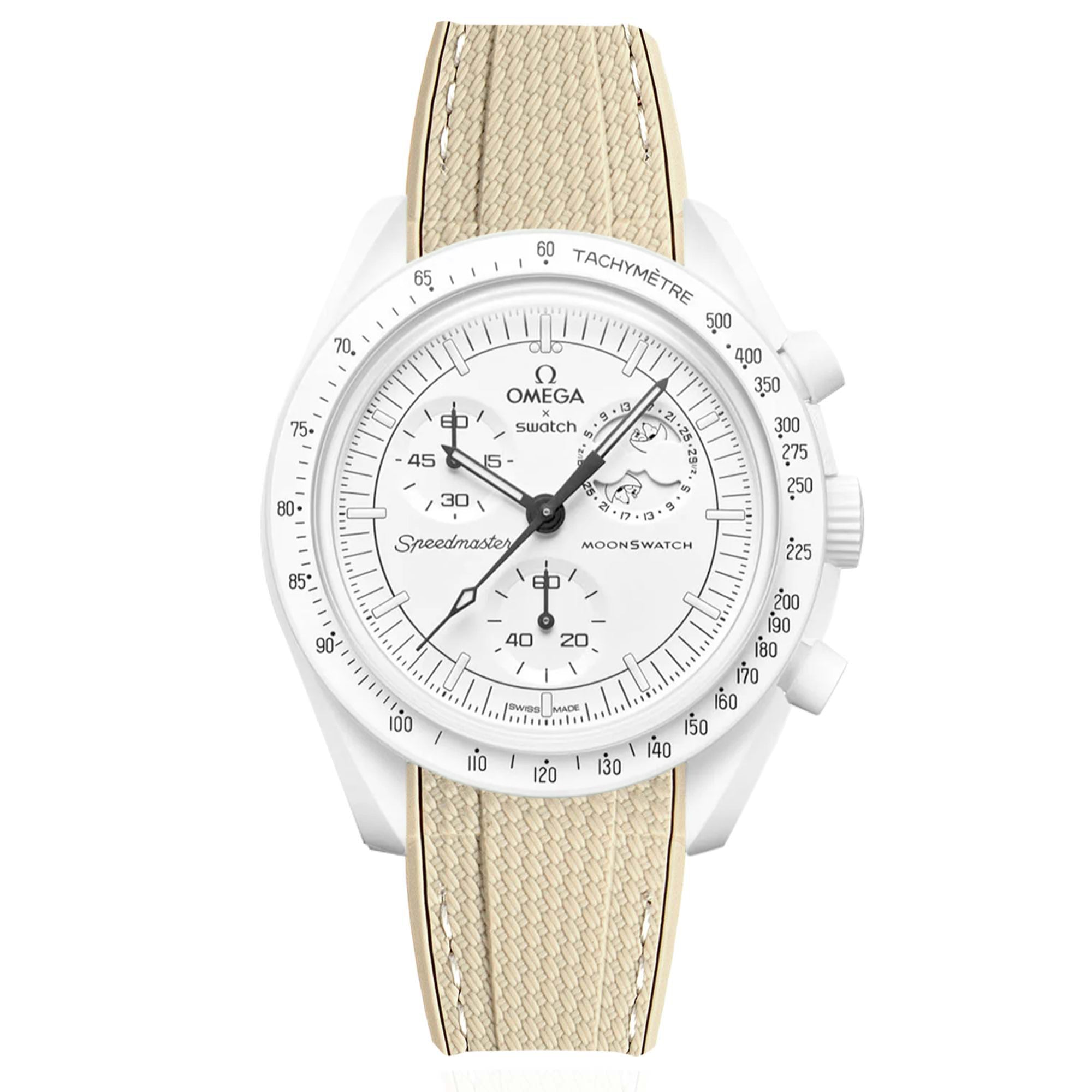 Beige Curved End Rubber Watch Bands | Omega x Swatch Moonswatch