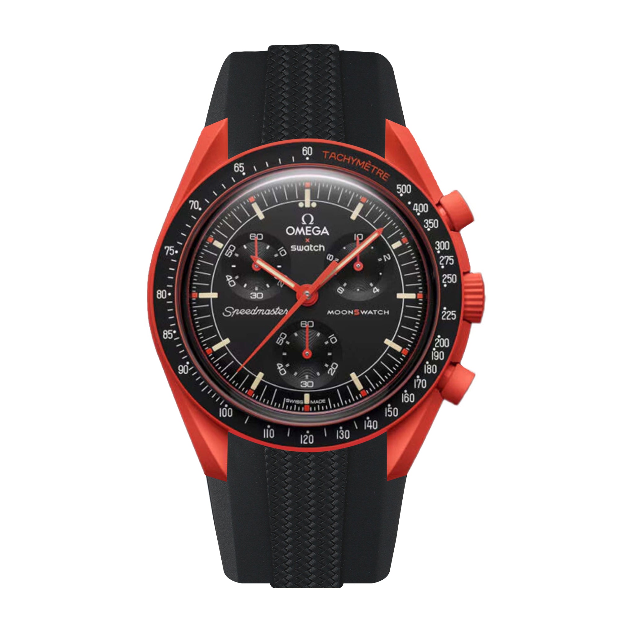 Black Rubber Watch Strap for Omega x Swatch Moonswatch Mission to Earth ...