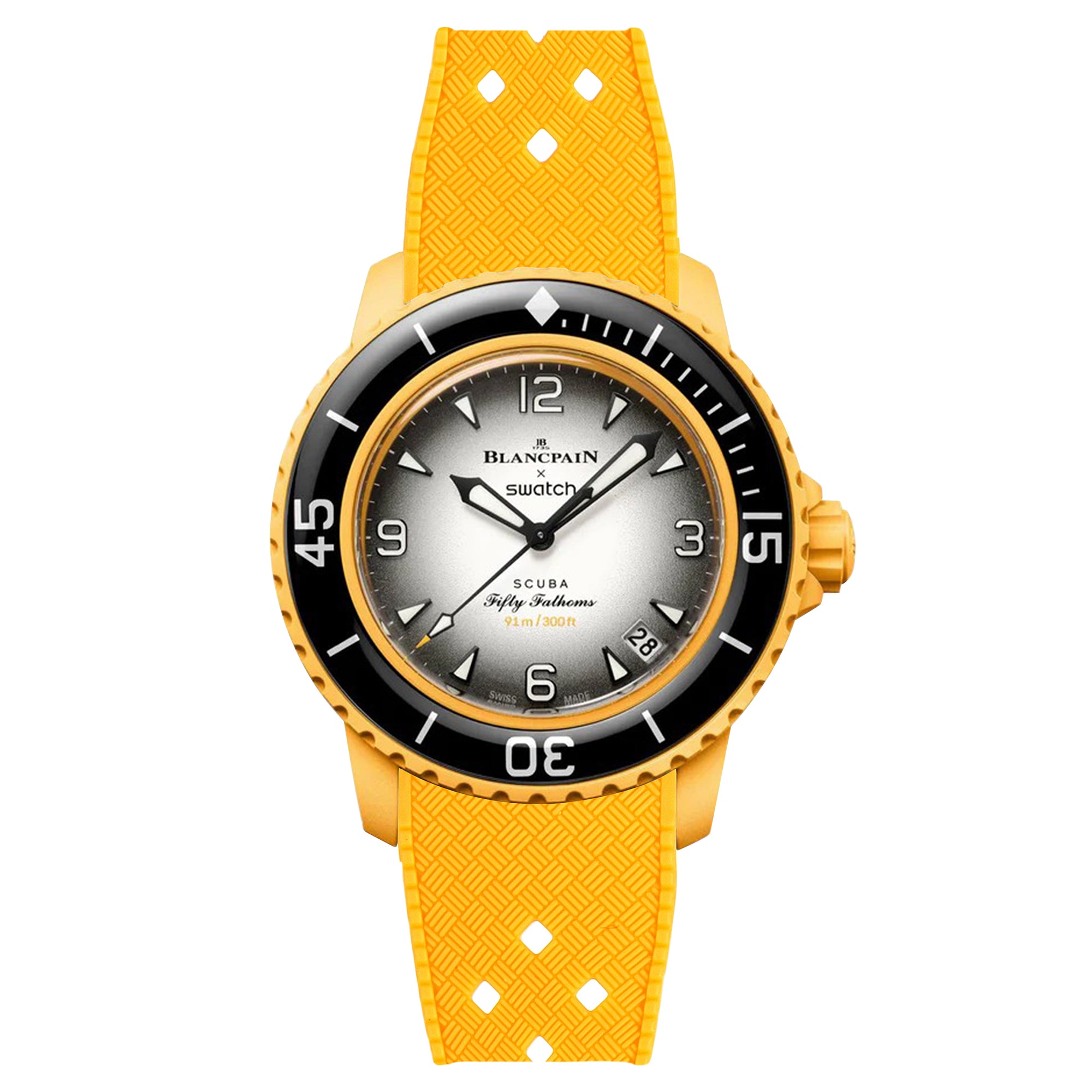 Yellow Rubber Watch Strap | Blancpain x Swatch "Pacific Ocean" | 22mm