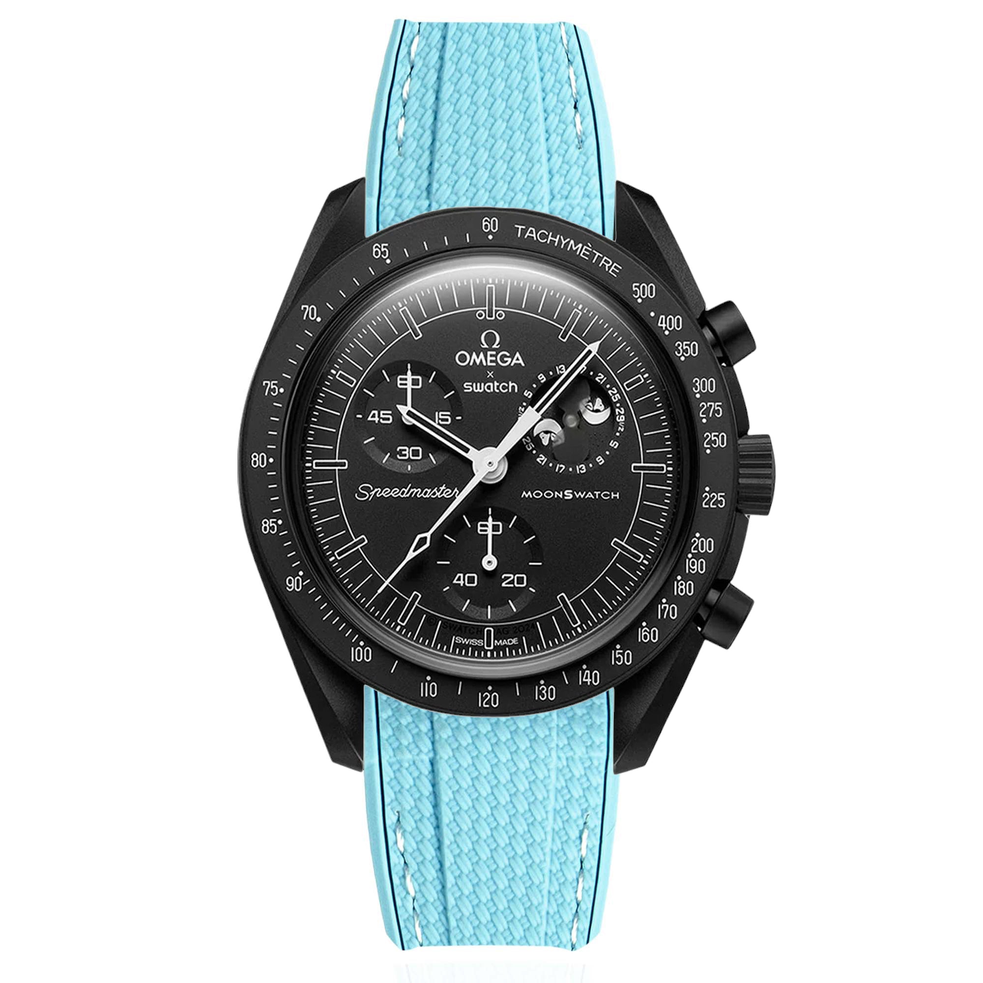 Textured Curved End Rubber Straps for Omega x Swatch Moonswatch ...