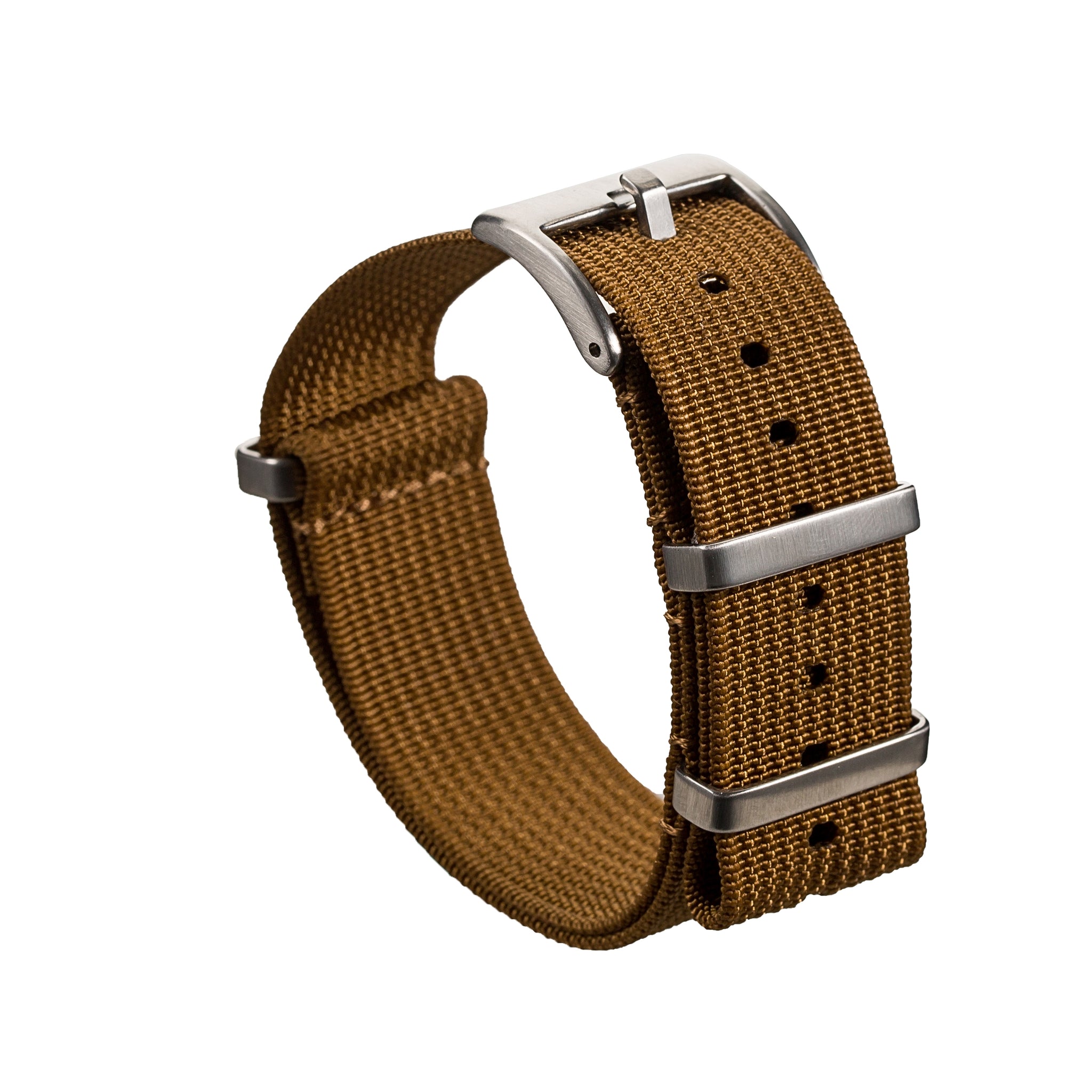 Caramel Brown Ribbed Ballistic Nylon Watch Strap | 20mm 22mm