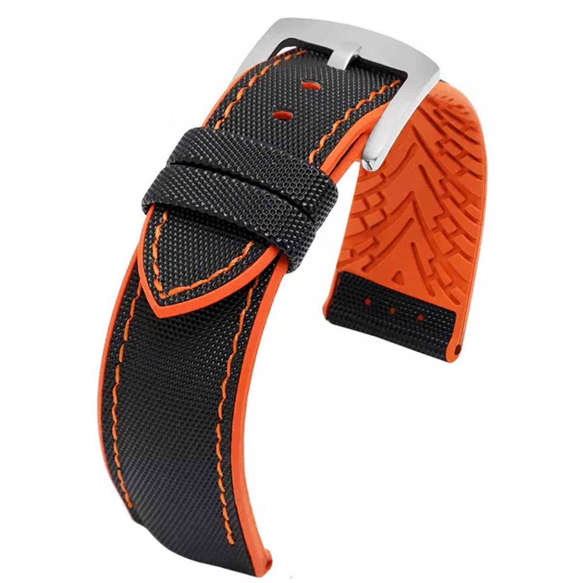 Luca Canvas Nylon & FKM Rubber Hybrid Performance Strap - Orange