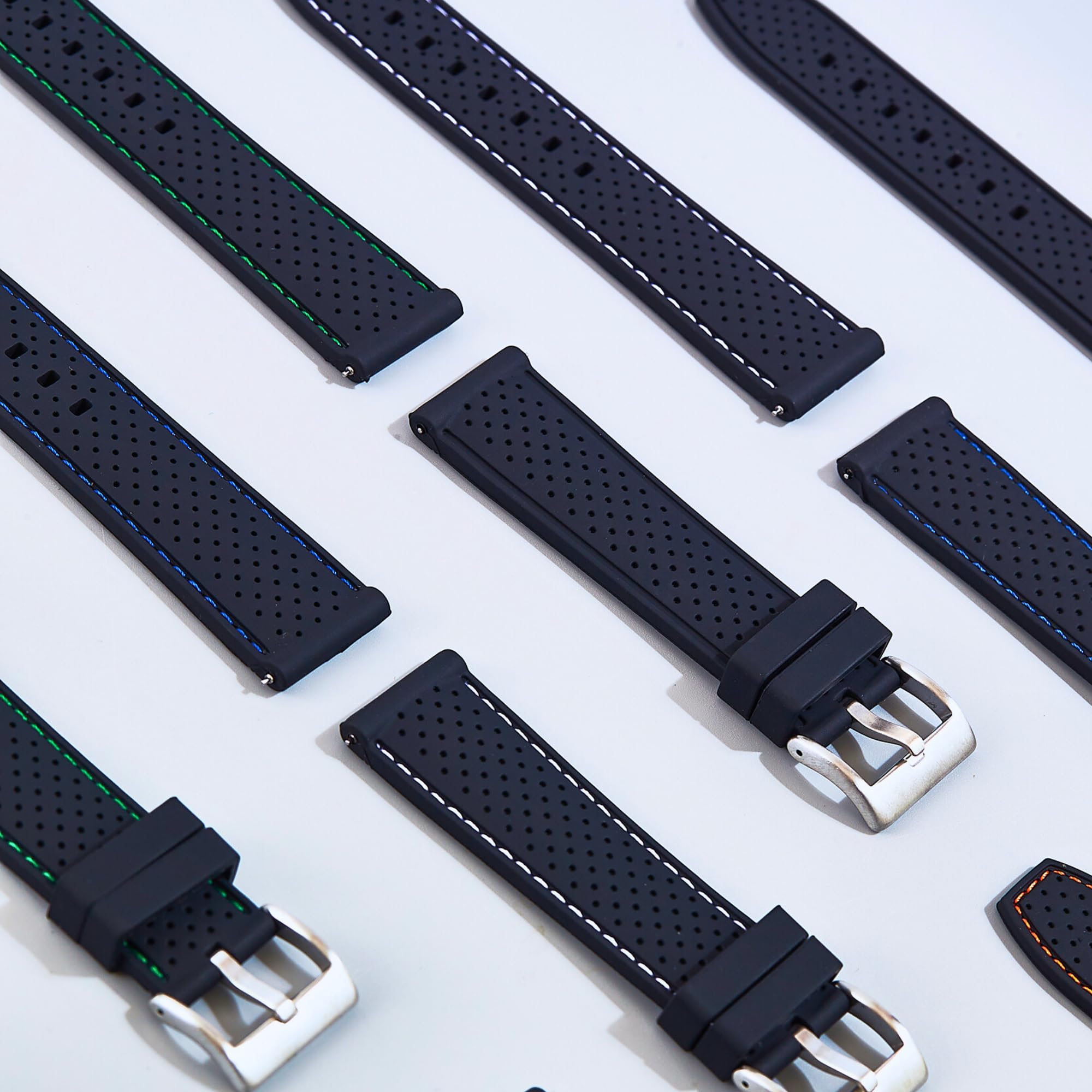 20mm & 22mm Silicone Watch Straps - High Tensile Perforated Silicone Straps
