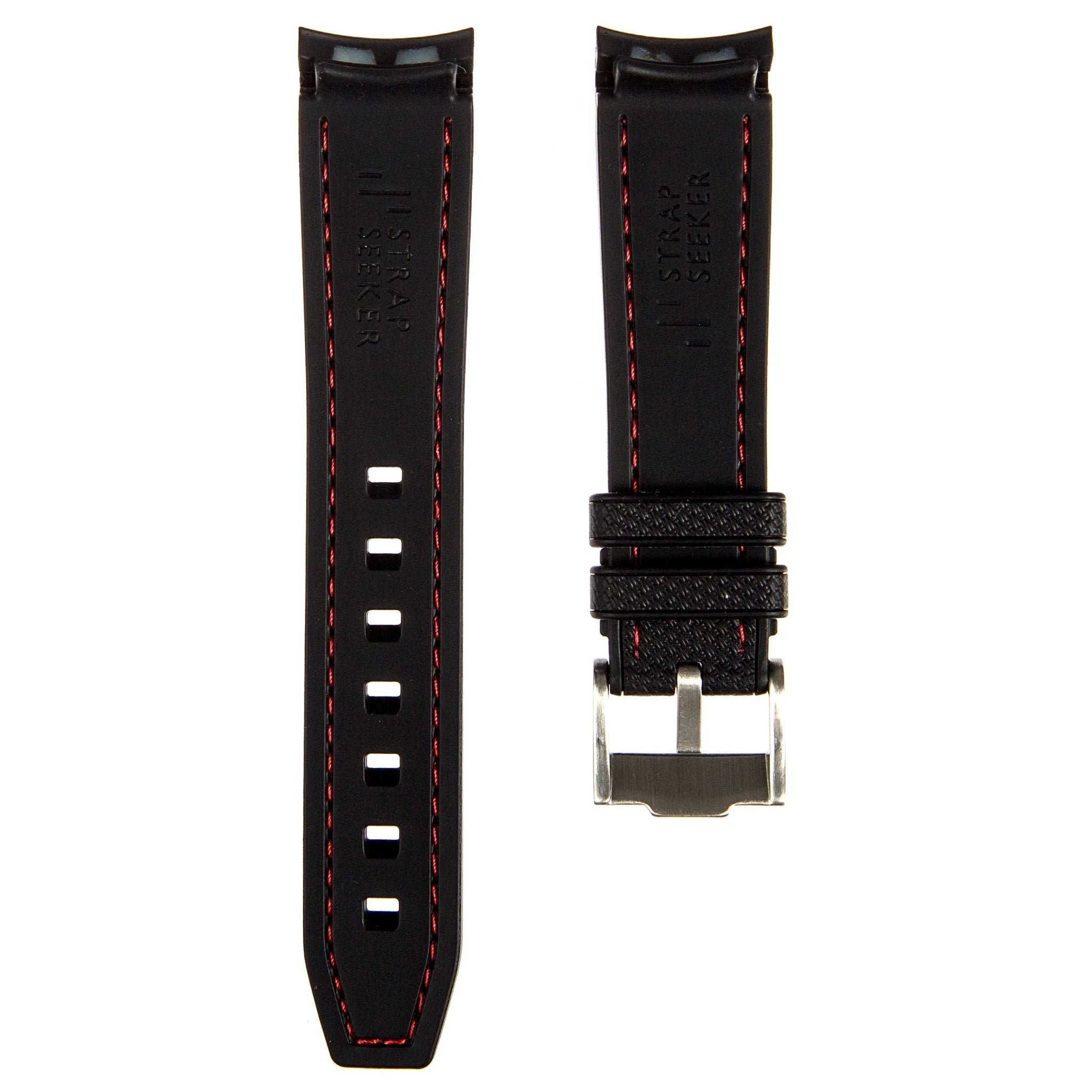Black & Red Rubber Watch Strap | Rolex Oyster Perpetual 36mm/39mm | 20mm