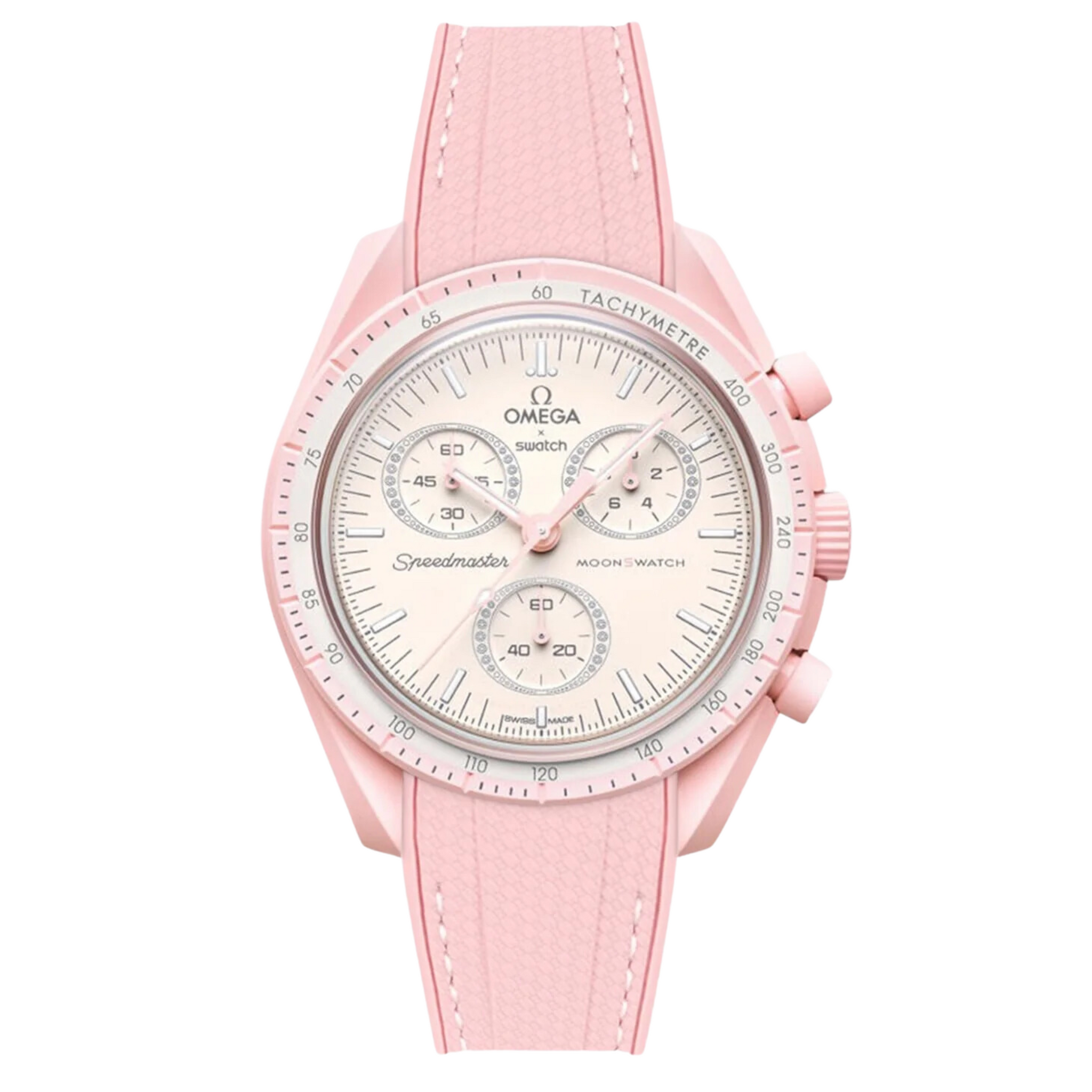 Pink Rubber Watch Straps for Omega x Swatch Moonswatch Mission to Venus