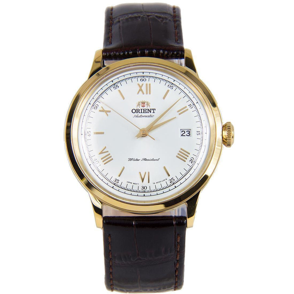 Orient FAC00007W0 AC00007W Bambino Gold Case Leather Band Watch - StrapSeeker