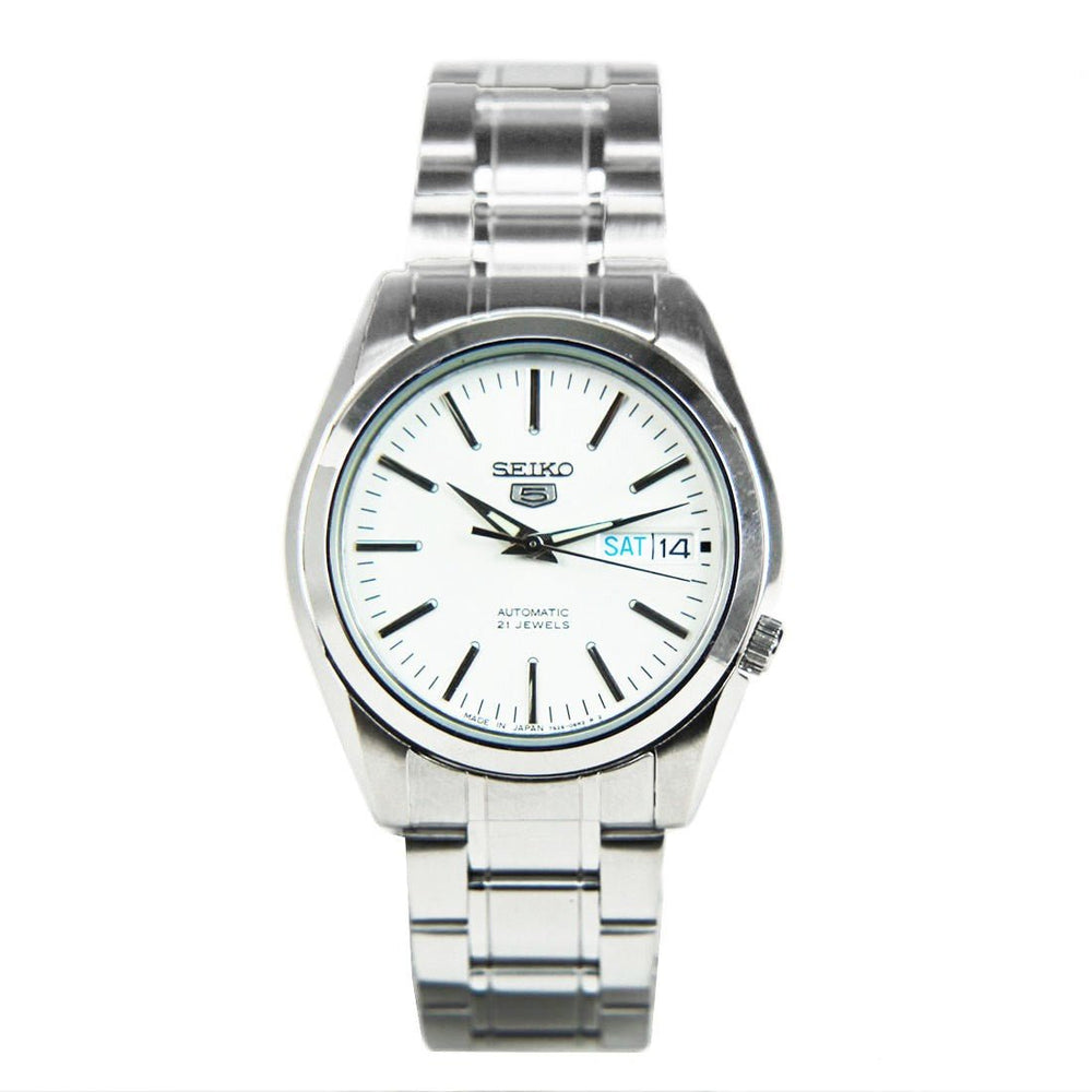Seiko 5 Mechanical White Dial SNKL41J1 SNKL41 SNKL41J Stainless Steel ...