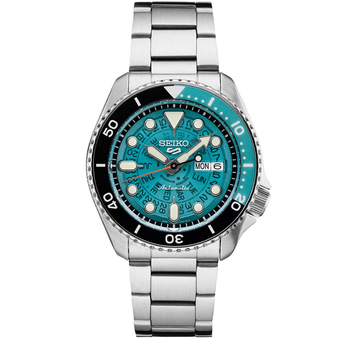 Seiko 5 Sports Time Sonar Blue Green Transparent Skeleton Dial Watch ...