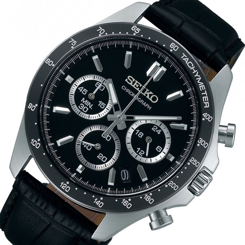 Seiko JDM Spirit Selection SBTR021 Black Dial Chronograph Quartz Mens ...