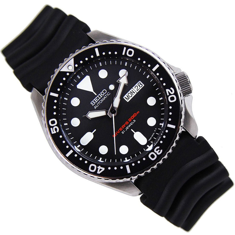 Seiko SKX007K1 SKX007 SKX007K Automatic Black Dial Rubber Strap Divers ...