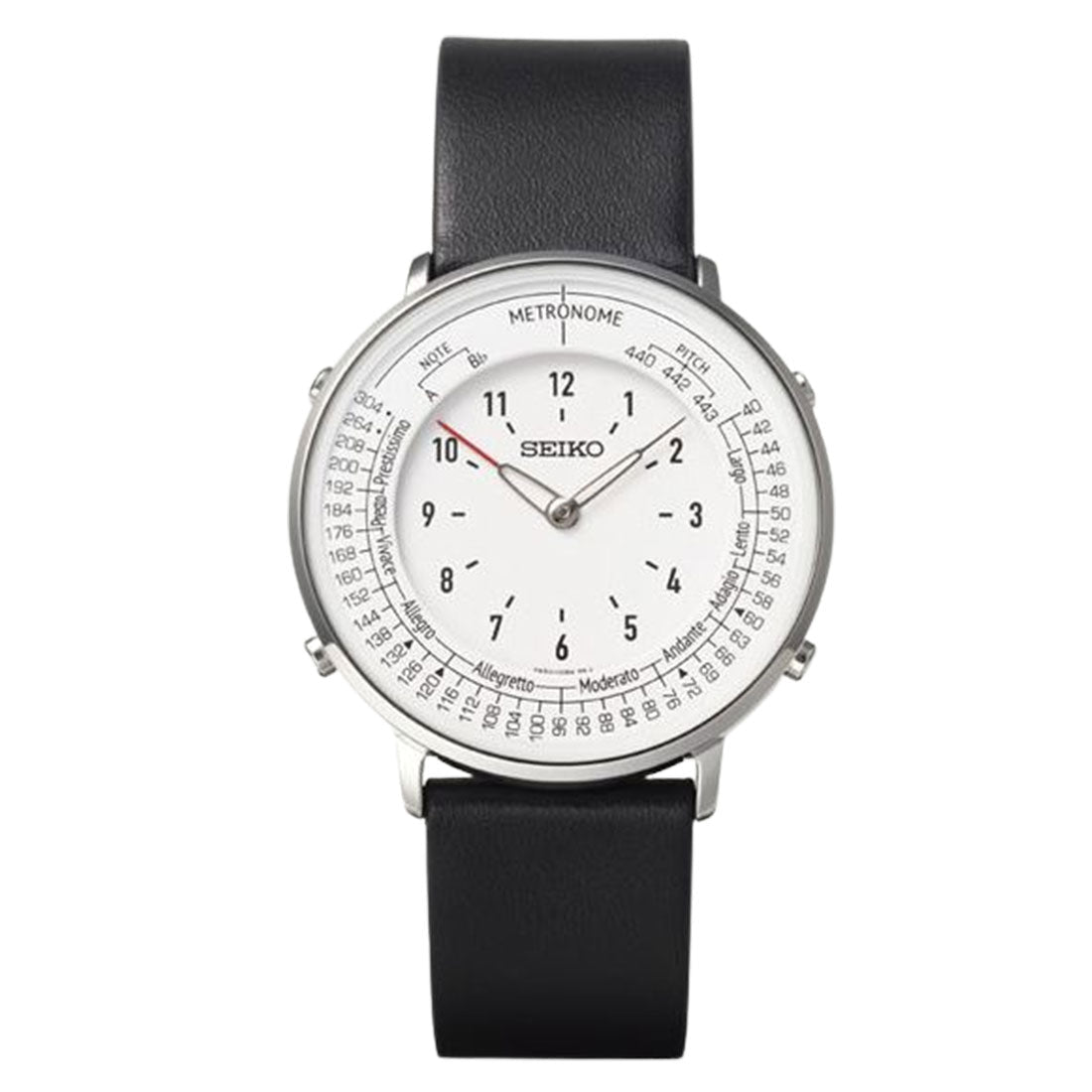 Seiko SMW006A Metronome Black Leather White Dial Quartz Watch (PRE ...