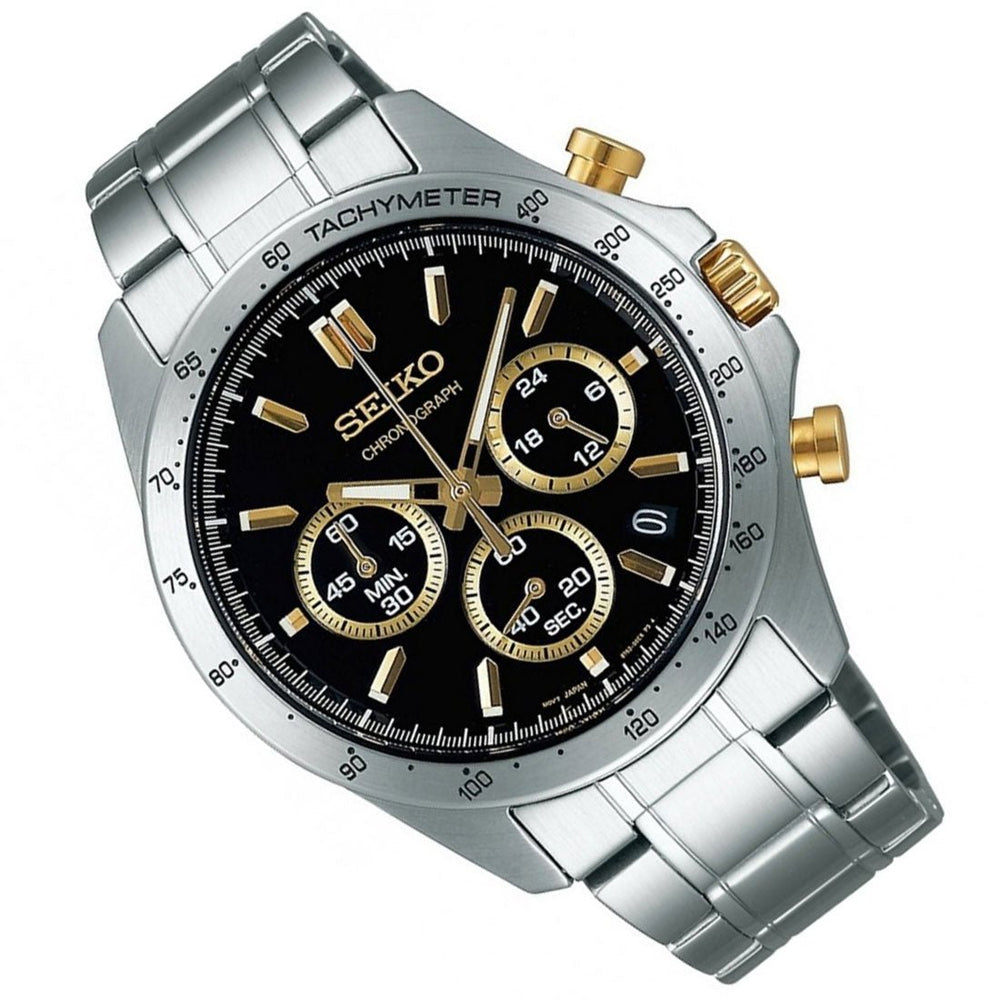 Seiko Spirit JDM Selection SBTR015 Black Gold Dial Chronograph Quartz ...