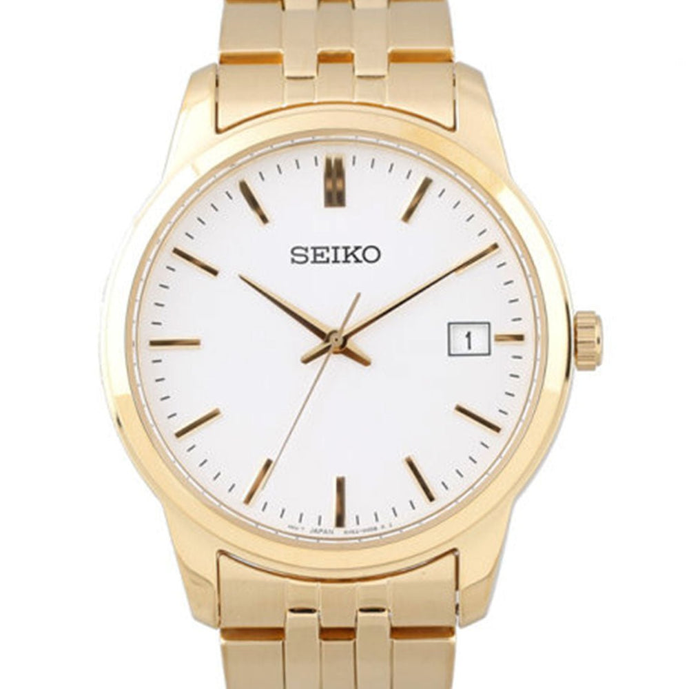 Seiko SUR404P1 SUR404 Gold Stainless Steel White Dial Fashion Watch ...