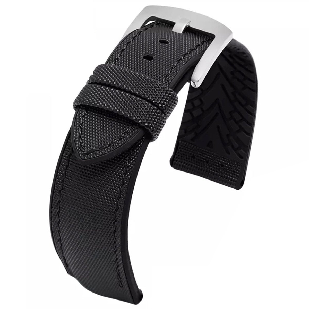Luca Canvas Nylon & FKM Rubber Hybrid Performance Strap Black - StrapSeeker