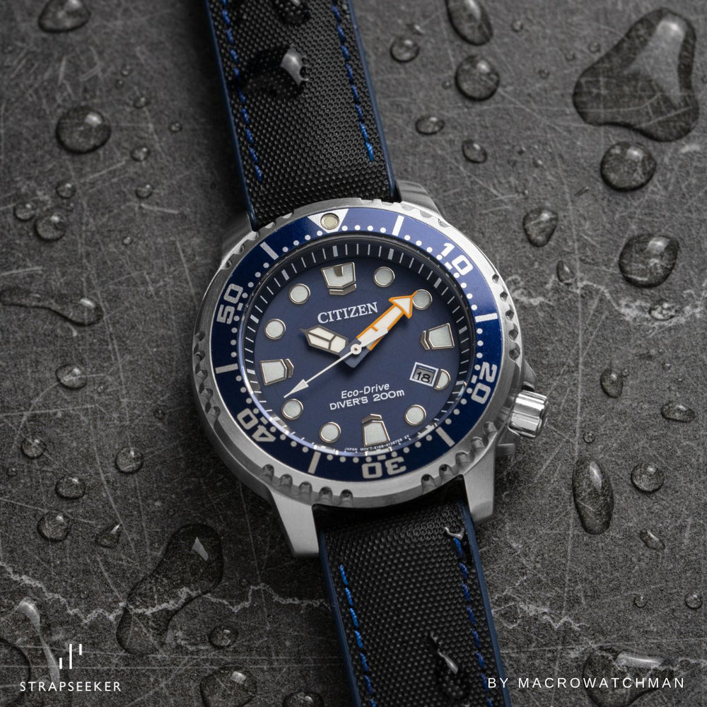 Luca Canvas Nylon & FKM Rubber Hybrid Performance Strap Blue - StrapSeeker